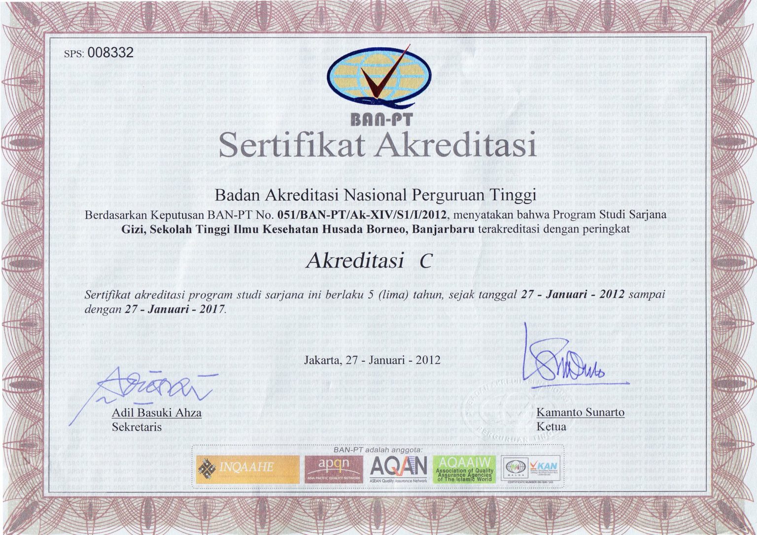 SK & Sertifikat | STIKES HUSADA BORNEO BANJARBARU